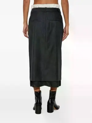 RÓHE Layered-design Slit-detail Midi Skirt
