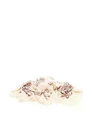 KUJTEN Paisley-print Frayed Scarf - Neutrals