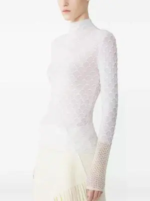 LANVIN High-neck Top In Wool And Mohair - White