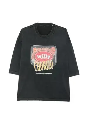 WILLY CHAVARRIA Especial Chorizo Buffalo Graphic-print Distressed T-shirt - Black