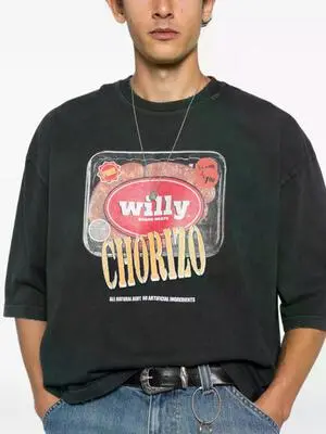 WILLY CHAVARRIA Especial Chorizo Buffalo Graphic-print Distressed T-shirt - Black