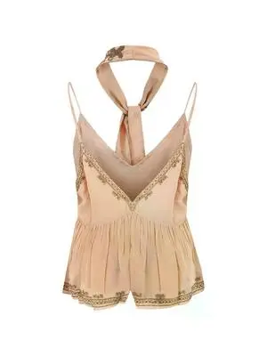 SCARLETT POPPIES Hedvig Embellished Halterneck Top