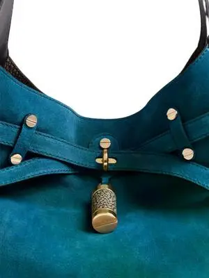 Borbonese Medium Premiere Buckle-detail Suede Bucket Bag