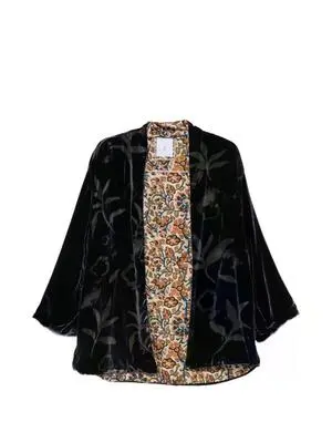 WHYCI Floral-print Velvet Cape - Blue