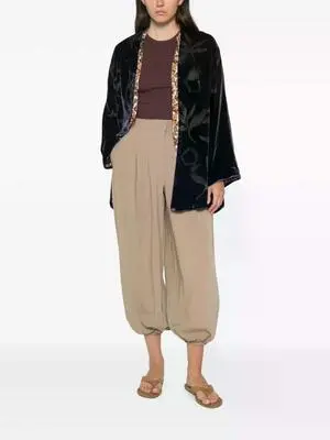 WHYCI Floral-print Velvet Cape