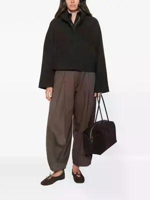 WHYCI High-neck Cropped Coat - Brown