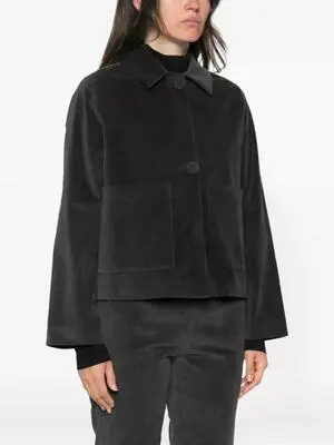 WHYCI Velvet Button-fastening Patch-pocket Jacket