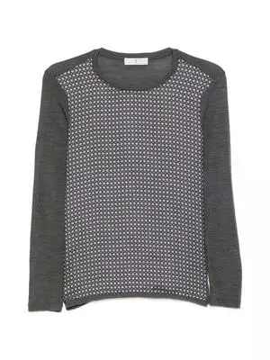 WHYCI Geometric-print Long-sleeved T-shirt - Grey