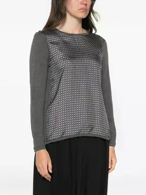 WHYCI Geometric-print Long-sleeved T-shirt - Grey