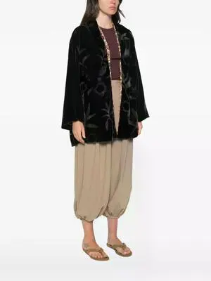 WHYCI Floral-print Velvet Cape