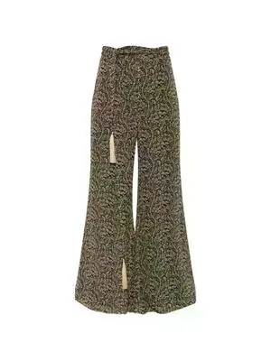 Zimmermann Floral Print Wide Leg Tasseled Trousers