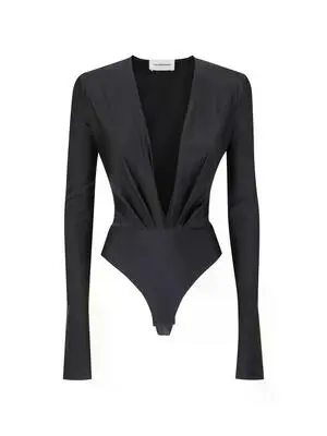 Andamane Plunging Pleated Bodysuit