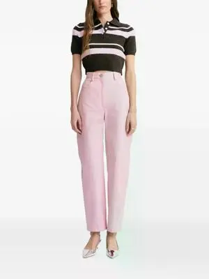 Matthew Bruch Striped Polo-collar Cropped Sweater