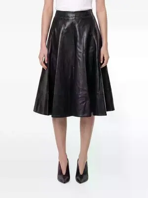 THELAURENT Paneled Leather Midi Skirt