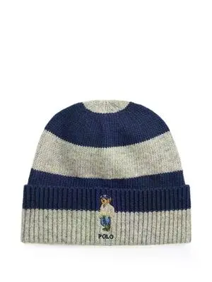 Polo Ralph Lauren Polo Bear Striped Beanie Hat - Grey