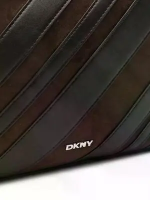 Dkny Medium Paula Diagonal-stripe Tote Bag - Brown