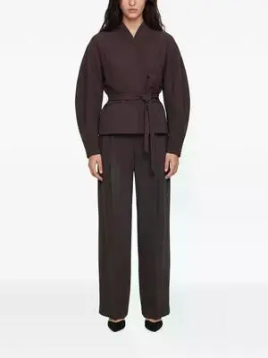 Andamane The Attico Margaux Belted Wrap Jacket - Brown