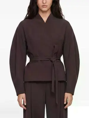 Andamane The Attico Margaux Belted Wrap Jacket - Brown