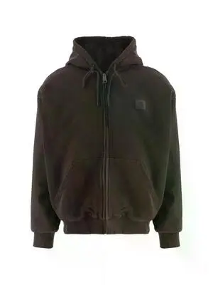 Carhartt Work In Progress Logo-patch Zip-up Hoodie - Brown