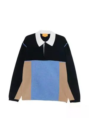 Guest In Residence Colour-block Long-sleeve Polo Shirt - Blue