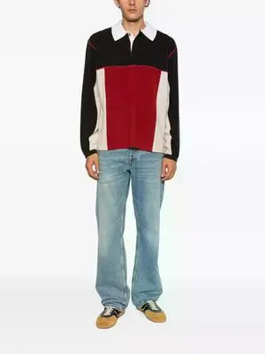 Guest In Residence Colour-block Long-sleeve Polo Shirt
