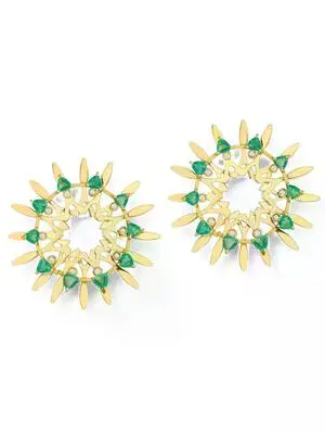 CAROL KAUFFMANN Mandala Emerald And Diamond Hoop Earrings