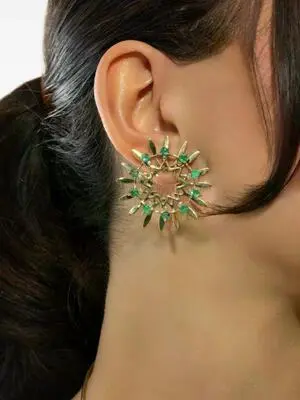 CAROL KAUFFMANN Mandala Emerald And Diamond Hoop Earrings