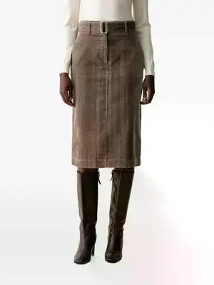 Marc O'polo Belted Corduroy Midi Skirt - Brown