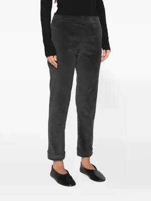 WHYCI Velvet-effect Turn-up Trousers
