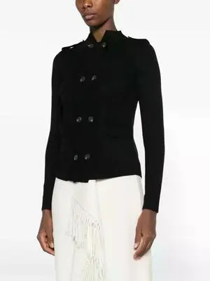 PSOPHIA Double-breasted Button-up Cardigan - Black