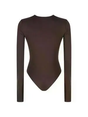 Andamane Plunging Pleated Bodysuit - Brown