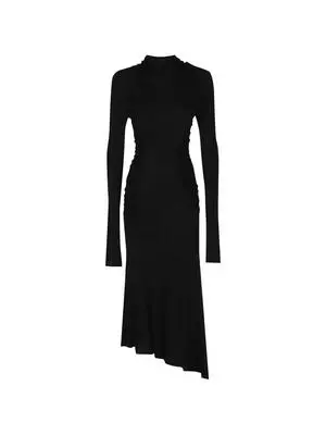 Victoria Beckham Gathered Asymmetric Midi Dress
