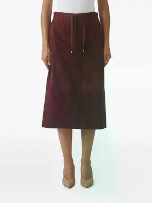 Max Mara Drawstring Suede Skirt - Red