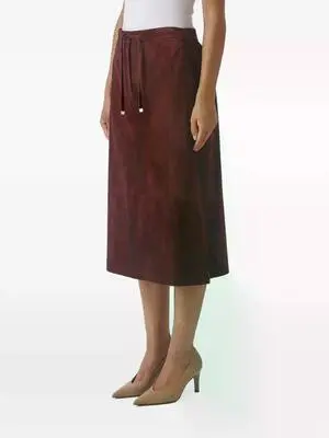Max Mara Drawstring Suede Skirt - Red