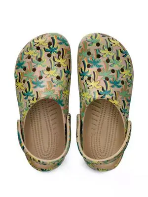 CROCS Classic Retro Summer Palm-print Mules