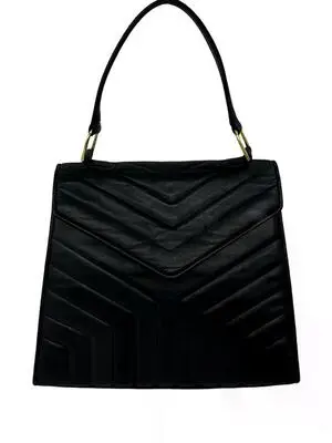 Saint Laurent 20th Century Chevron Leather Handbag - Black