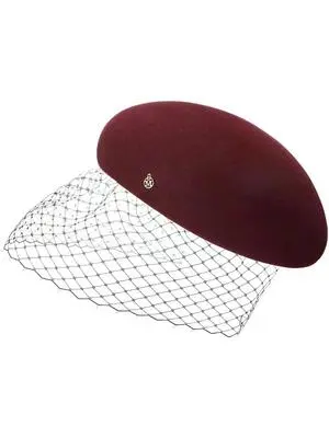 MAISON MICHEL Emily Veil-detail Beret - Red