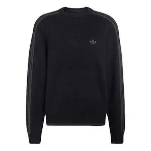 Adidas Three Stripes Fluffy Knit Sweatshirt Asia Sizing - Black