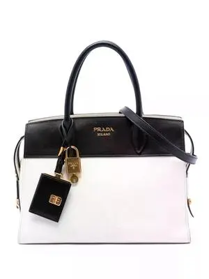 Prada 2013-2026 Bicolor Saffiano And City Calf Esplanade Satchel - Black
