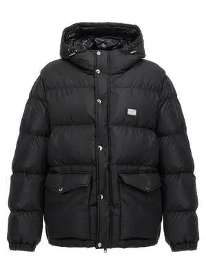 Dolce & Gabbana Quilted Padded Down Jacket With Logo Plate
