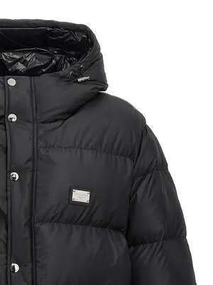 Dolce & Gabbana Quilted Padded Down Jacket With Logo Plate