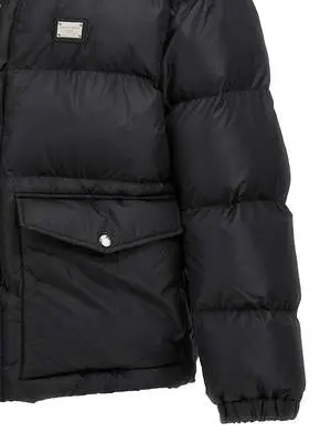 Dolce & Gabbana Quilted Padded Down Jacket With Logo Plate