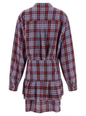 VIVIENNE WESTWOOD Marta Check Print Linen Mini Dress - Multicolor