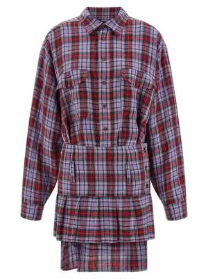 VIVIENNE WESTWOOD Marta Check Print Linen Mini Dress - Multicolor