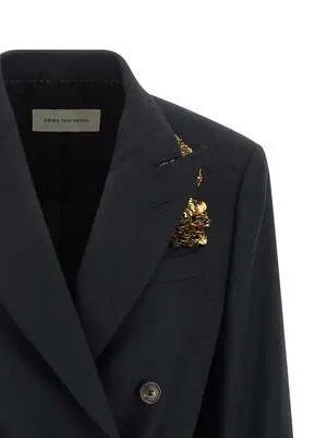 Dries Van Noten Barrysta Double-breasted Blazer With Floral Embroidery