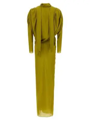 Balmain Draped Silk Dress With Knot Detailing