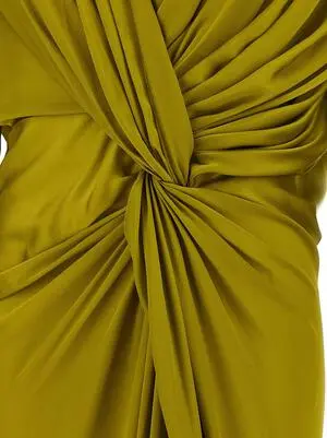 Balmain Draped Silk Dress With Knot Detailing