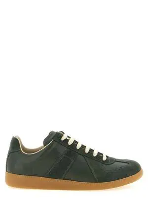 MAISON MARGIELA Replica Calfskin Leather And Suede Sneakers - Green