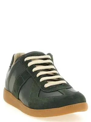 MAISON MARGIELA Replica Calfskin Leather And Suede Sneakers - Green