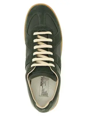 MAISON MARGIELA Replica Calfskin Leather And Suede Sneakers - Green